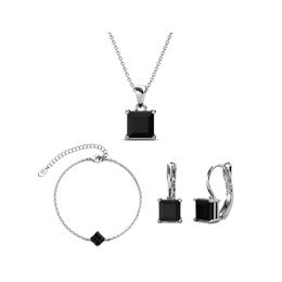 Einfaches quadratisches Set und Box - Silber und Schwarz
