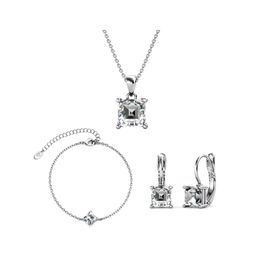 Einfaches quadratisches Set und Box - Silber und Kristall