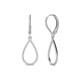 Laelia Ohrringe mit baumelndem Ring - Silber und Kristall