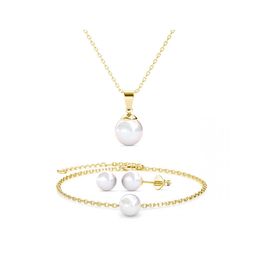 Perlmutt Trio Set - Gold und Wei&szlig;