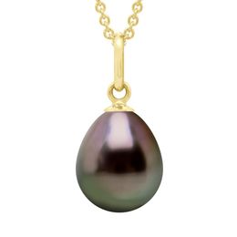 Anh&auml;nger Gelenkfaden Gelbgold 375 und echte Tahiti-Zuchtperle Birne 9-10 mm