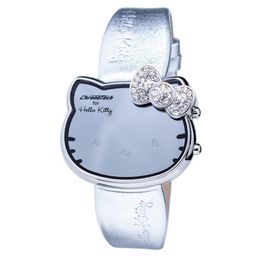 Chronotech Hello Kitty Silberne Uhr mit Kristallbogen-Details