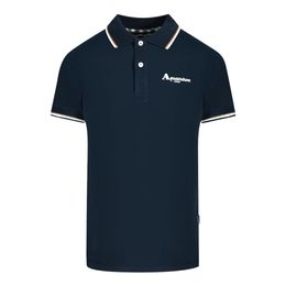 Aquascutum London Marineblaues Poloshirt mit Spitze