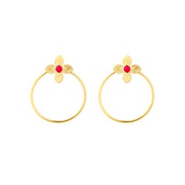 Luxenter Ohrringe mit 18 Karat Gelbgold-Finish und fuchsiafarbener Lackierung &ndash; Uya