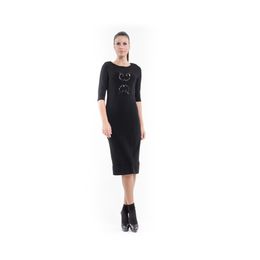 Stretchkleid mit Paillettenbesatz in Schwarz
