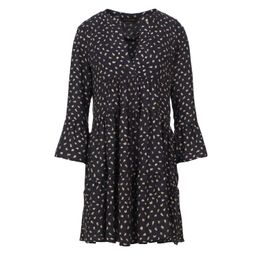 Kamel- und dunkelgraues A-Linien-Kleid mit Glocken&auml;rmeln