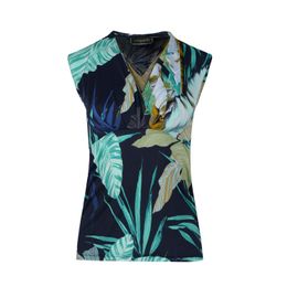 Marineblaues Jersey-Top mit V-Ausschnitt
