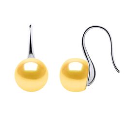 Ohrringe Haken S&uuml;&szlig;wasserperlen 9-10 mm Kn&ouml;pfe Golden 925