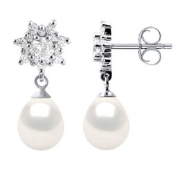 Ohrringe H&auml;ngeohrringe S&uuml;&szlig;wasserperlen 7-8mm Wei&szlig; Birnen Schmuck 925