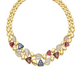 Luxenter Halskette mit 18-kar&auml;tiger Gelbgold-Finish und mehrfarbigem Kristall &ndash; Naxmo