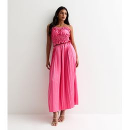 Rosa gerafftes Bandeau-Top