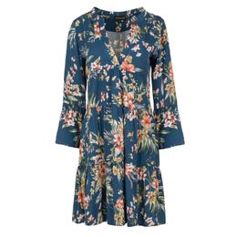 Gebl&uuml;mtes A-Linien-Kleid mit Glocken&auml;rmeln