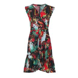 Kleid aus Viskose mit tropischem Teppichmuster