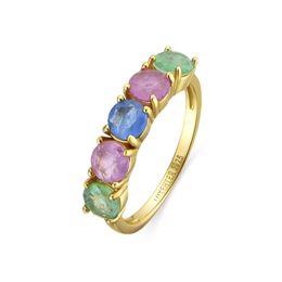 Luxenter Ring aus 925er Sterlingsilber und mehrfarbigem Zirkonia mit 18-kar&auml;tiger Goldbeschichtung &ndash; Akma