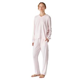 Damen-Pyjama aus weichem Strick mit V-Ausschnitt und langen &Auml;rmeln JJB5