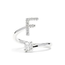 Luxenter Ring mit funkelndem Zirkonia, silberfarben &ndash; Alphabet