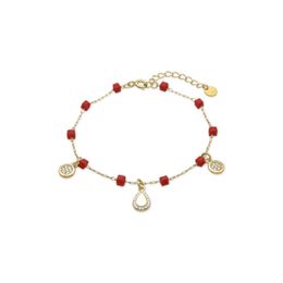Luxenter Armband aus 925er Sterlingsilber mit rotem Kristall, 18 Karat Gelbgold-Finish &ndash; Kirrio