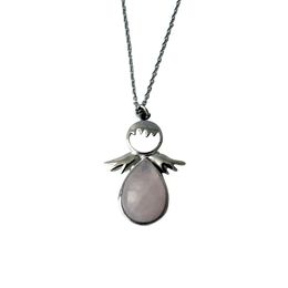 Kette mit Engel-Anh&auml;nger &raquo;Rosenquarz&laquo;