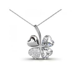 Vier-Blatt-Anh&auml;nger - Silber und Kristall