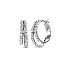 Duo-Ring-Ohrringe - Silber und Kristall