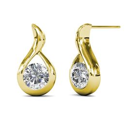 Gewellte Ohrringe - Gold und Kristall