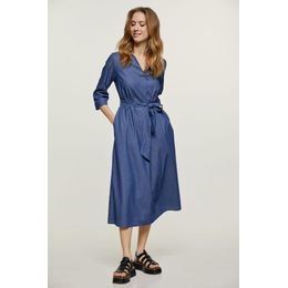 Himmelblaues Midikleid mit G&uuml;rtel