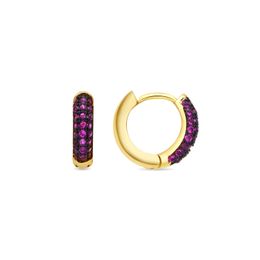 Luxenter Ohrringe mit 9 mm Durchmesser, 18 Karat Gelbgold-Finish und Zirkonia-Rubin &ndash; Krax