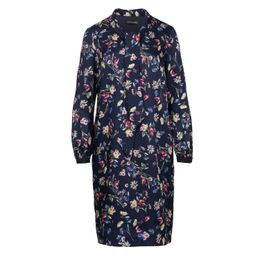 Lang&auml;rmeliges Kleid mit Blumendruck und Krawattenkragen