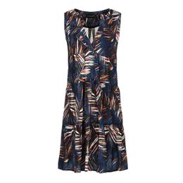 &Auml;rmelloses A-Linien-Kleid mit Bl&auml;tterdruck