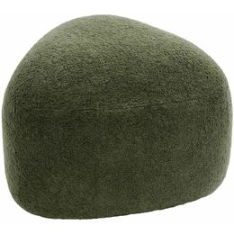 CLP Sitzhocker oval Alfrisa, Polsterhocker mit Teddystoff, Fu&szlig;hocker gepolstert f&uuml;r Wohnzimmer und Schlafzimmer, Holzgestell stabil