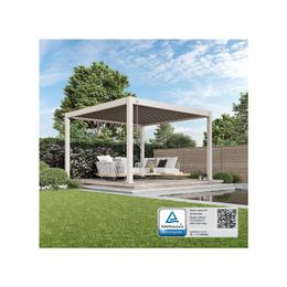 Weide Deluxe Plus Pergola Voll Aluminium freistehend 4 x 4 M Lamellendach Ivory Sand?