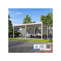 Weide Deluxe Plus Pergola Voll Aluminium freistehend 4 x 6 M Lamellendach Ivory Sand?