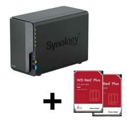 Synology DiskStation DS224+ 2 Einsch&uuml;be NAS-Server Leergeh&auml;use + 2x WD Red NAS 3.5" HDD 6TB Festplatte