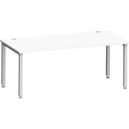 Sch&auml;fer Shop Schreibtisch MODENA FLEX, Rechteck, 4-Fu&szlig; Quadratrohr, B 1800 x T 800 x H 720-820 mm, wei&szlig;/wei&szlig;aluminium