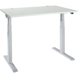 Sch&auml;fer Shop Sch&auml;fer Shop Select Schreibtisch ERGO-T 2.0, elektrisch h&ouml;henverstellbar, Rechteck, T-Fu&szlig;, B 1200 x T 800 x H 640-1300 mm, lichtgrau/wei&szlig;alu