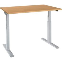 Sch&auml;fer Shop Sch&auml;fer Shop Select Schreibtisch ERGO-T 2.0, elektrisch h&ouml;henverstellbar, Rechteck, T-Fu&szlig;, B 1200 x T 800 x H 640-1300 mm, Buche/wei&szlig;alu