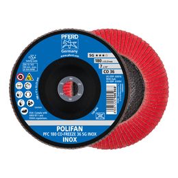 Pferd TOOLS POLIFAN F&auml;cherscheibe PFC 180x22,23 mm konisch CO-FREEZE 36 SG INOX Edelstahl (67718036)