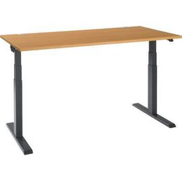 Sch&auml;fer Shop Sch&auml;fer Shop Select Schreibtisch ERGO-T 2.0, elektrisch h&ouml;henverstellbar, Rechteck, T-Fu&szlig;, B 1600 x T 800 x H 640-1300 mm, Buche/anthrazit