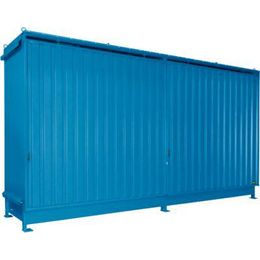 Regalcontainer Bauer Typ CEN 59-2 IBC, 2 Fachebenen, Schiebetor, 2000 l, B 6255 x T 1550 x H 3450 mm, lichtblau RAL 5012