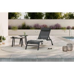 Ambia Garden Sonnenliege, Grau, Metall, Textil, F&uuml;llung: Schaumstoff, 198x34x87 cm, R&uuml;ckenlehne verstellbar, Gartenm&ouml;bel, Gartenliegen