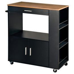 Kesper Servierwagen Kesper 2589213, Anthrazit, Eiche, Holz, Holzwerkstoff, Bambus, massiv, 1 Schublade(n) Schubladen, 40x88x75 cm, Stauraum, Flaschenfach, offenes Fach, Esszimmer, Barm&ouml;bel, Barwagen