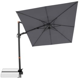 Doppler Ampelschirm, Anthrazit, Metall, Textil, 210x210 cm, 360&deg; drehbar, h&ouml;henverstellbar, stabile Strebegelenke, UV-best&auml;ndig, wetterbest&auml;ndig, Sonnen- & Sichtschutz, Sonnenschirme, Ampelschirme