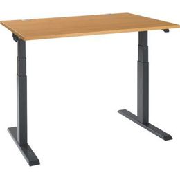 Sch&auml;fer Shop Sch&auml;fer Shop Select Schreibtisch ERGO-T 2.0, elektrisch h&ouml;henverstellbar, Rechteck, T-Fu&szlig;, B 1200 x T 800 x H 640-1300 mm, Buche/anthrazit