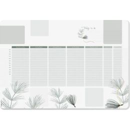 Sigel Schreibunterlage Weekly Planner Nature, Format ca. A2, 30 Blatt, Kalendarium f&uuml;r DE/EN/FR/NL, FSC&reg;-Haftpapier, olivgr&uuml;n-wei&szlig;