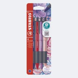 Stabilo&reg; Kugelschreiber pointball NatureCOLORS Wildflower, Strichst&auml;rke 0,5 mm, Schreibfarbe blau, nachf&uuml;llbar, Kartonetui mit 4 Schaftfarben