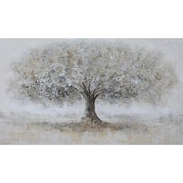 Monee &Ouml;lgem&auml;lde, Braun, Grau, Wei&szlig;, Holz, Textil, Kiefer, massiv, B&auml;ume, rechteckig, 120x70 cm, handgemalt, Keilrahmen, Bilder und Zubeh&ouml;r, Wandbilder, &Ouml;lgem&auml;lde