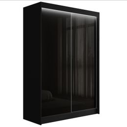 KLEIDERSCHRANK PEKA mit LED - 150 cm - Schwarz