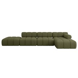 ECKSOFA modulares Sofa Lizur-L2 - 380x160x70 cm Gr&uuml;n Boucl&eacute;