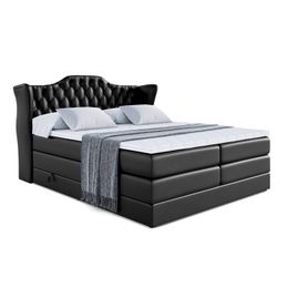 BOXSPRINGBETT VILA KING - 160x200 - H3/H4 - Schwarz Hochglanz