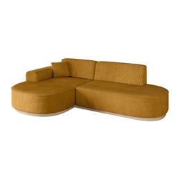 ECKSOFA Ottomane Links MARI-L1-v1 - 243x171x83 cm Senfgelb Cord